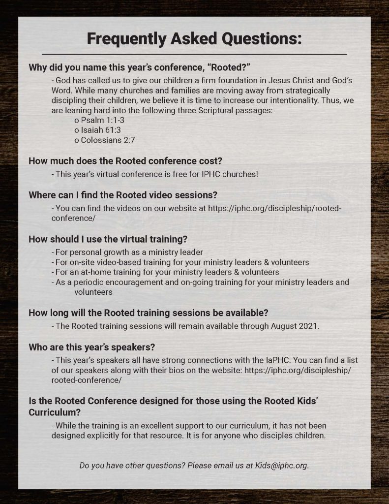 Rooted Kids Conference - Discipleship